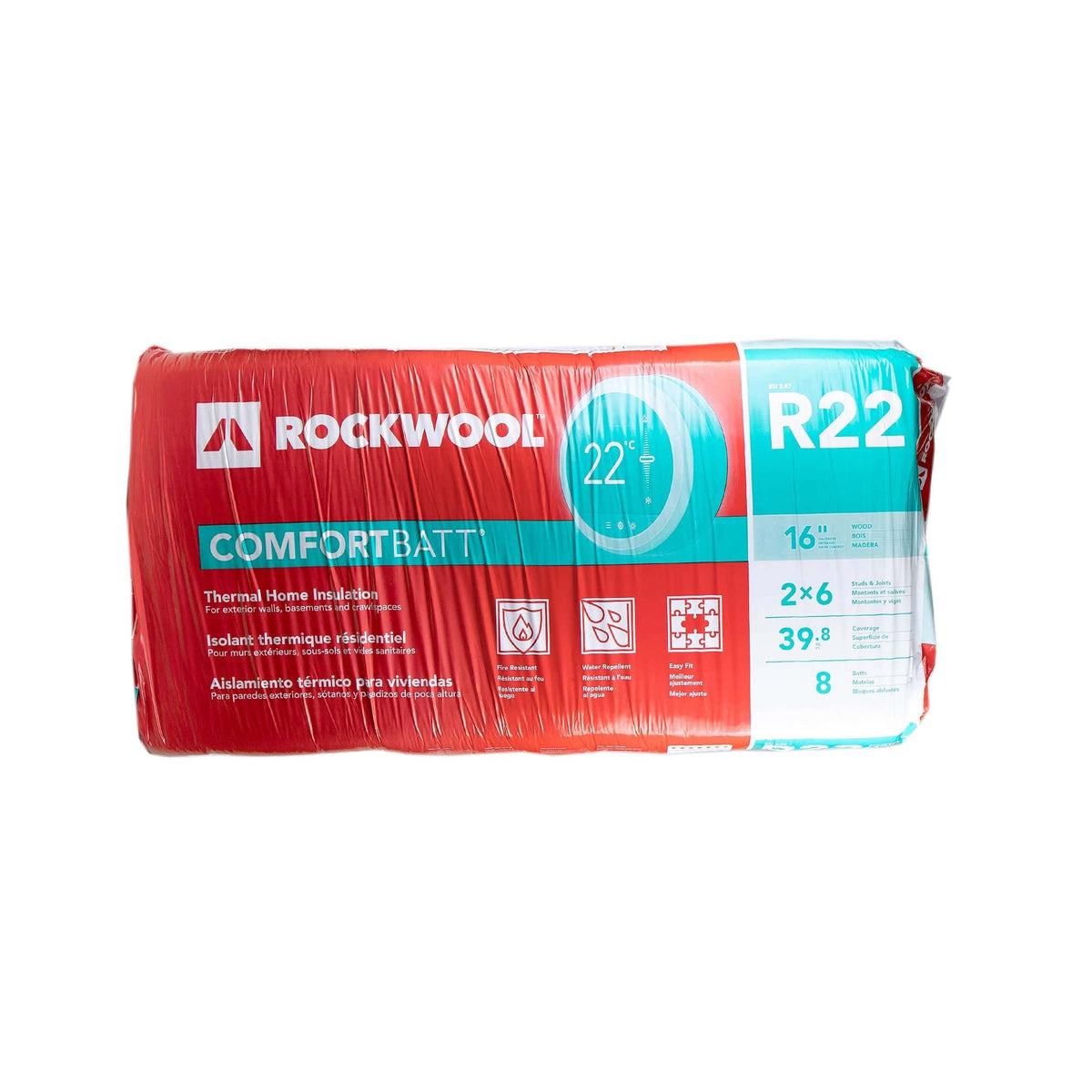 Rockwool Comfortbatt® R22 x 16" Mineral Wool Batt Insulation (39.8 sqf ...